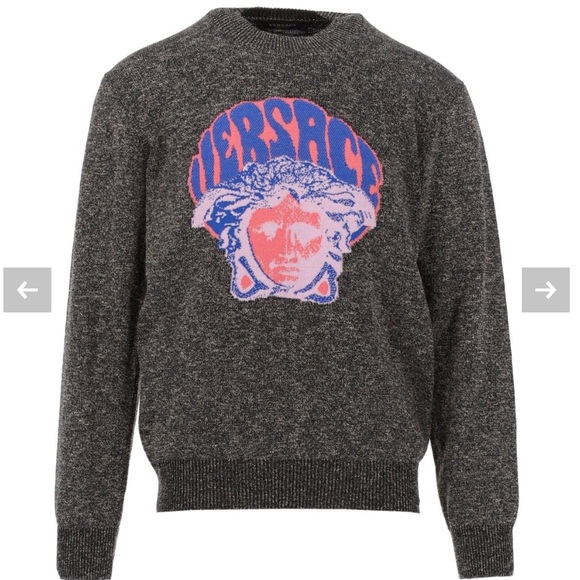 Shirts | Versace Grey Knit Medusa Music Sweater | Poshmark